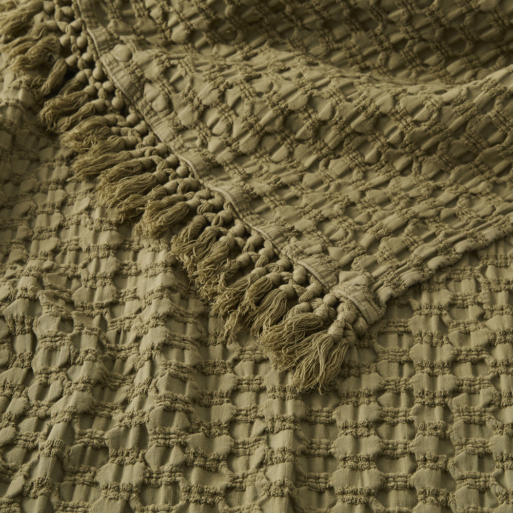 Byron Olive Green Throw | Adairs