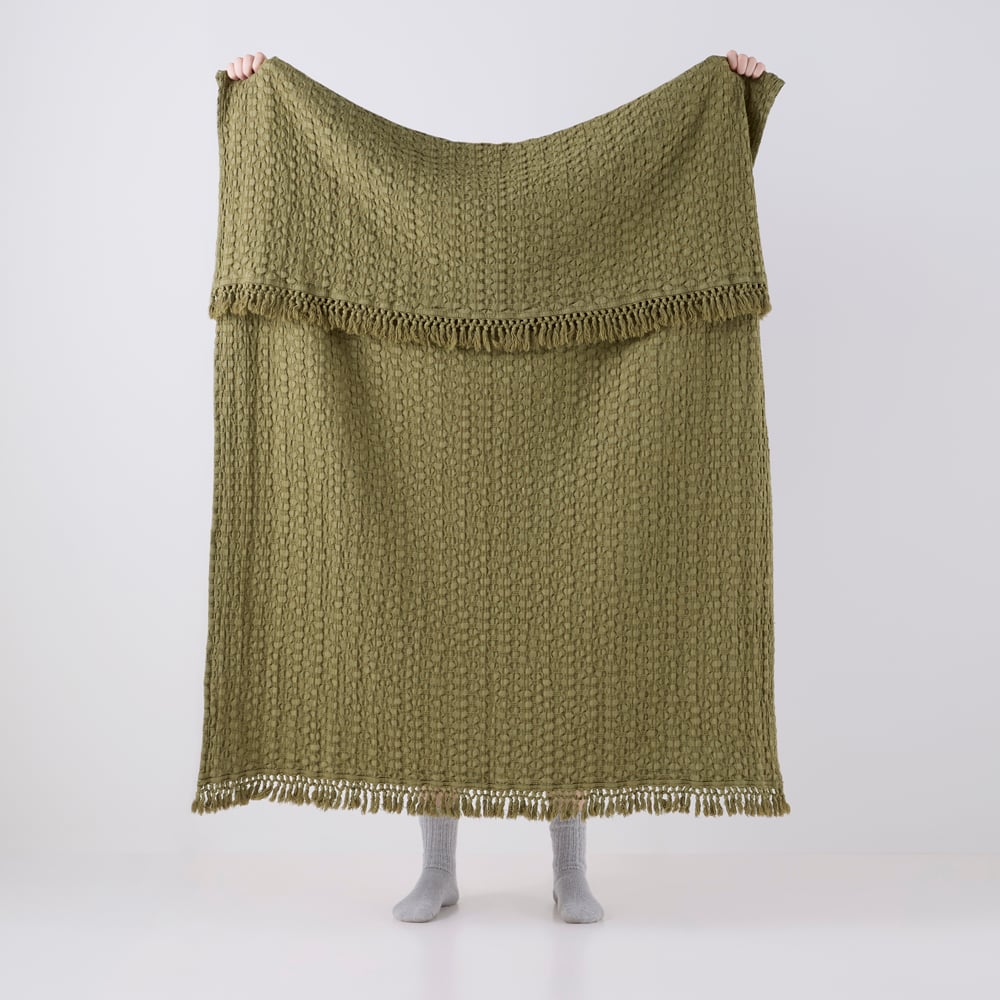 Byron Olive Green Throw | Adairs