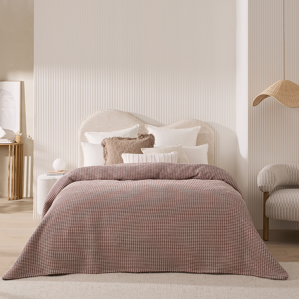 European Turkish Cotton Natural & Brown Waffle Blanket | Adairs