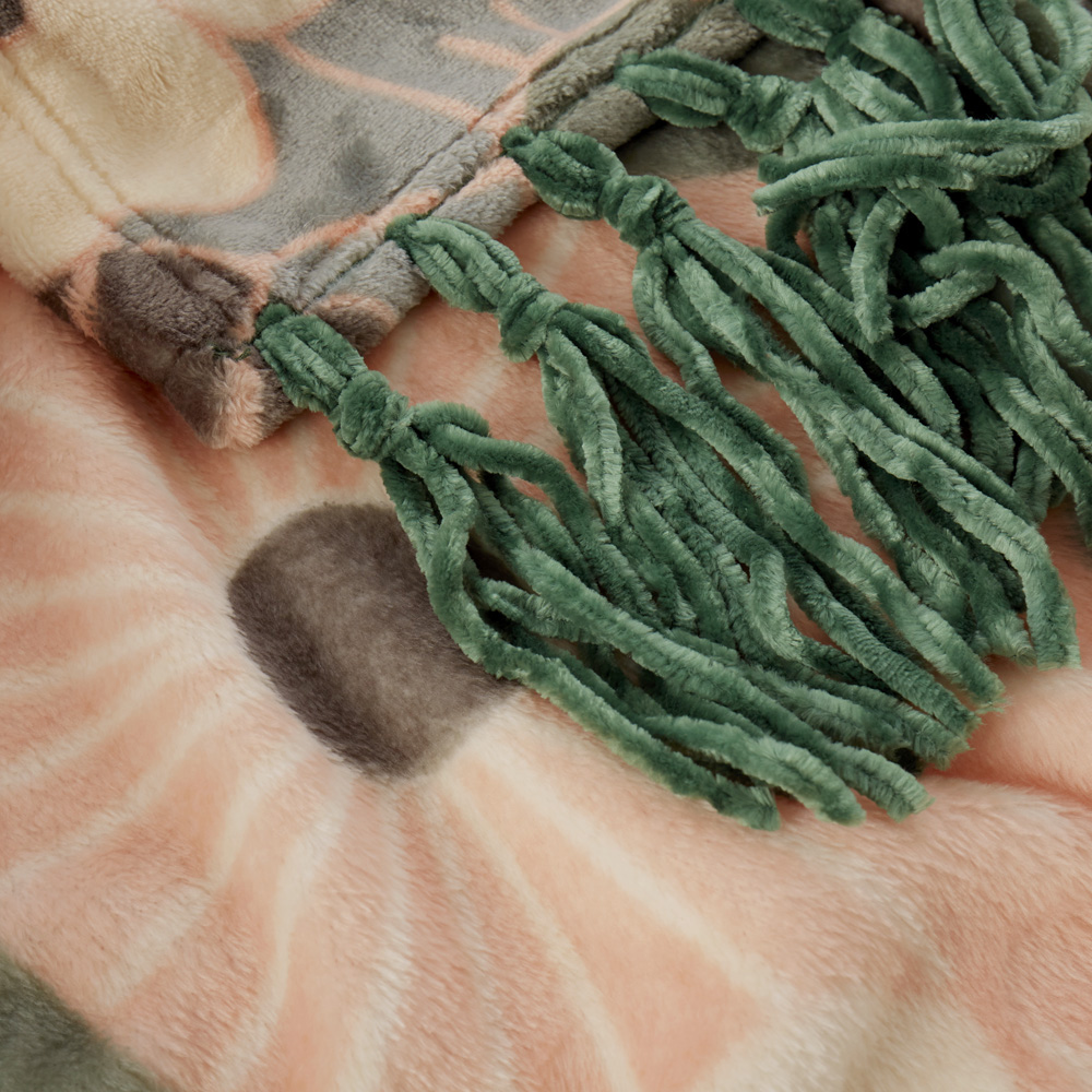 Aspen Green Keira Floral Fleece Tassel Throw | Adairs