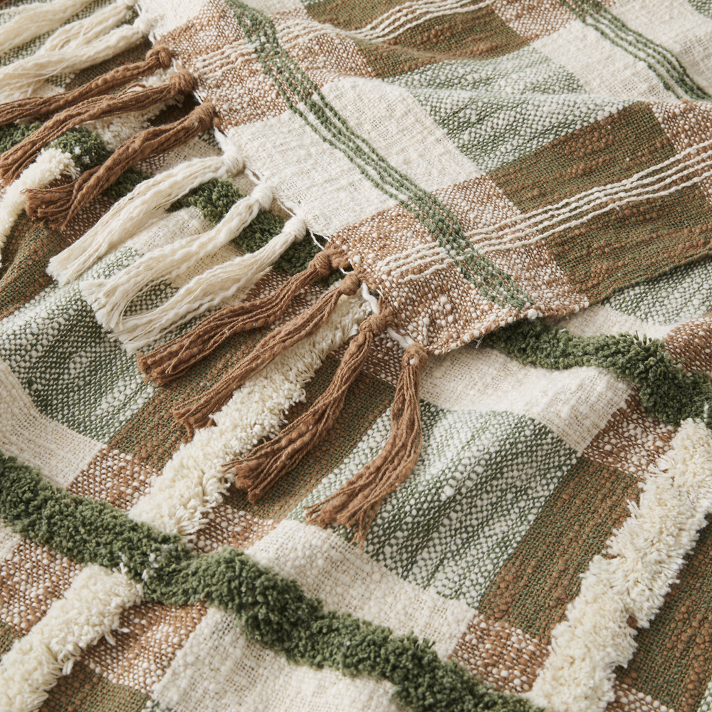 Ani Green & Brown Check Throw | Adairs