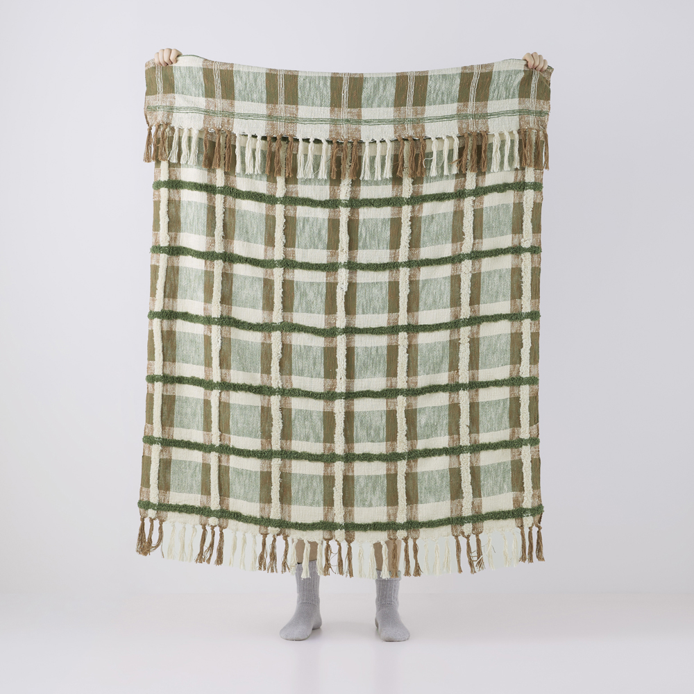 Ani Green & Brown Check Throw | Adairs