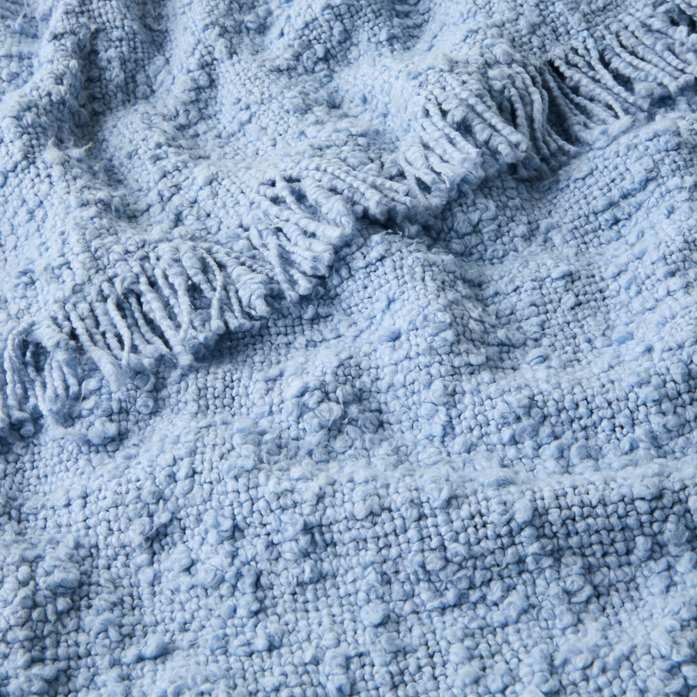Leiden Chambray Blue Boucle Throw | Adairs