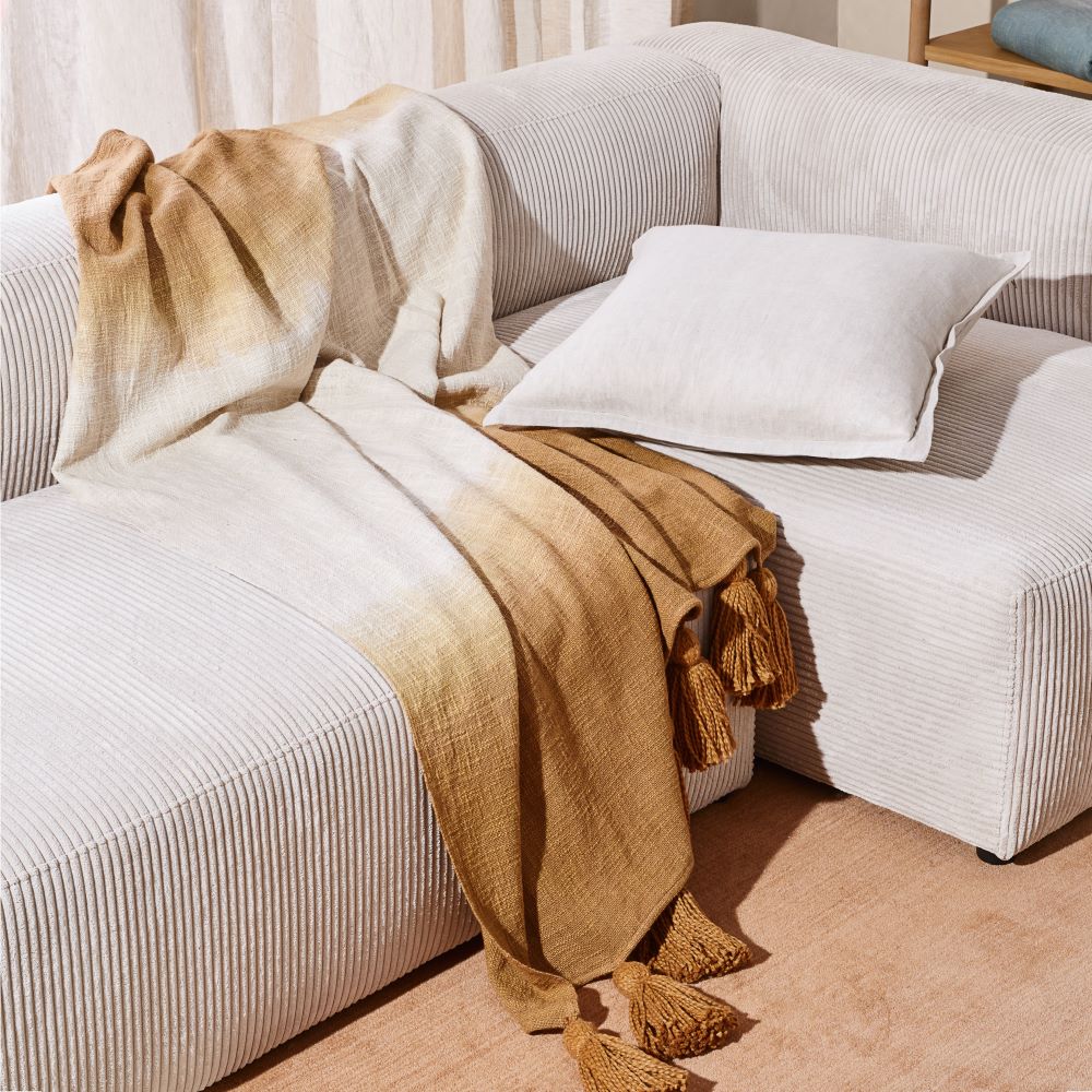 Nova Caramel Dip Dye Throw | Adairs