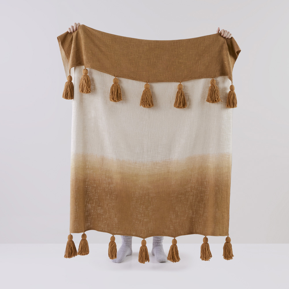 Nova Caramel Dip Dye Throw | Adairs