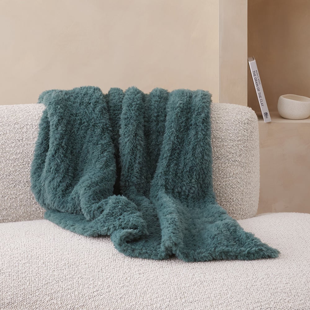 Munich Evergreen Feather Yarn Throw | Adairs