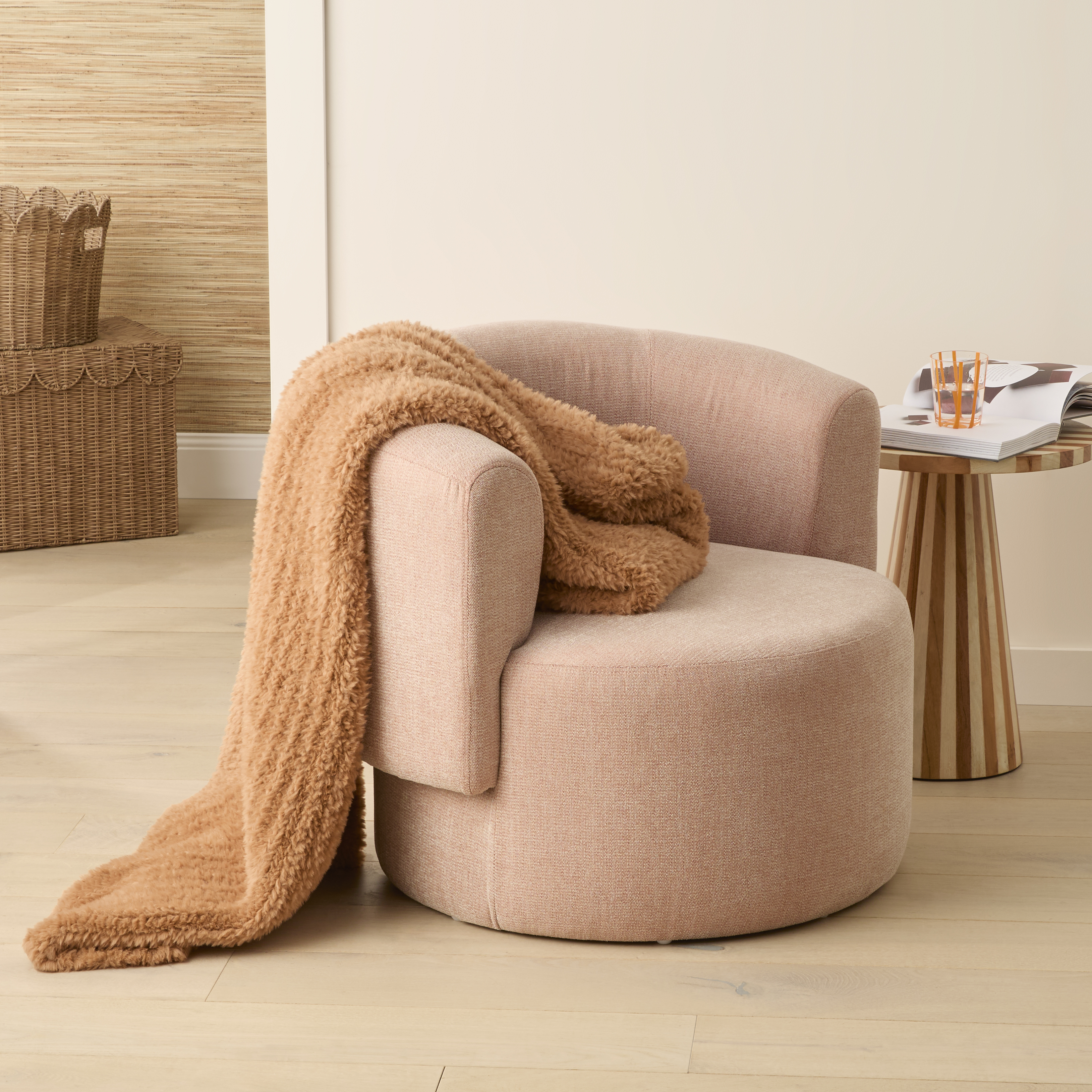 Munich Tan Feather Yarn Throw | Adairs