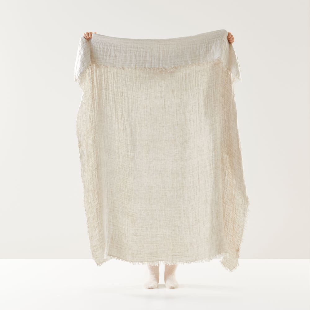 Suri Natural Linen Throw | Adairs
