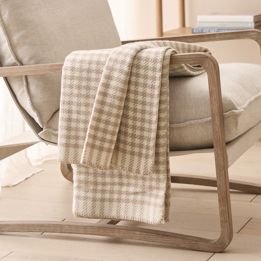 Mason Natural Houndstooth Wool Throw | Adairs