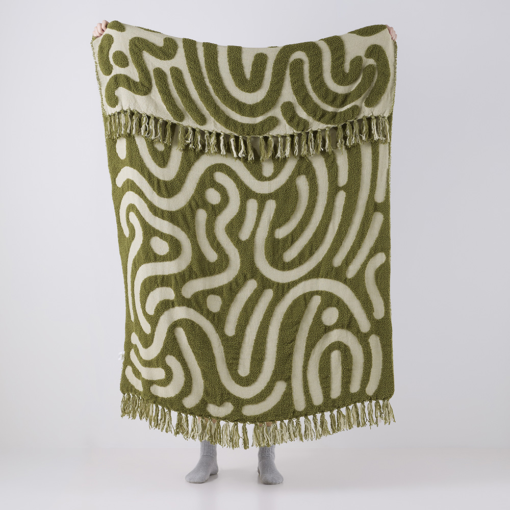 Samoa Olive Green Throw | Adairs