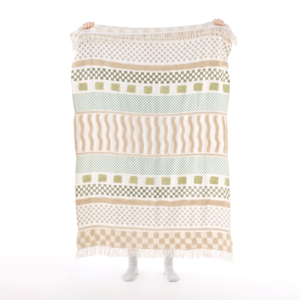 Felix Natural & Green Tufted Throw | Adairs