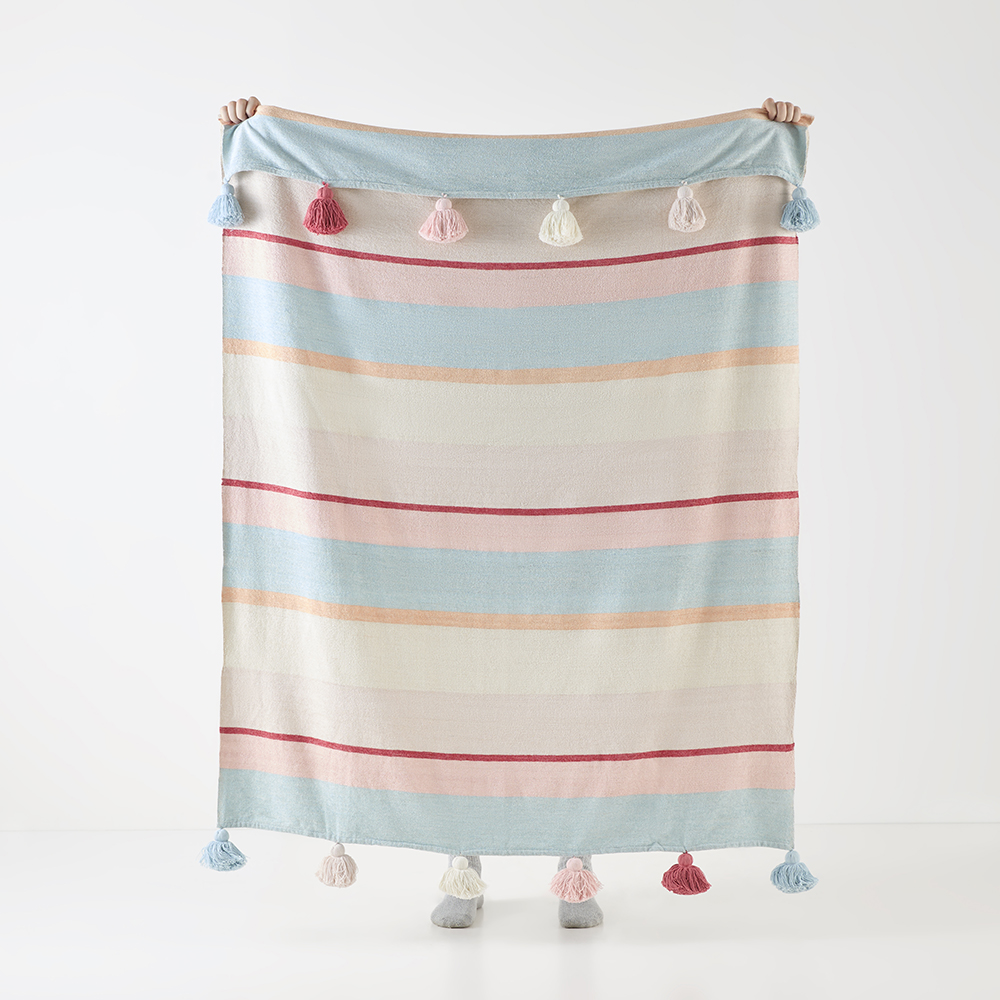 Coastal Villa Blue & Pinks Stripe Throw | Adairs