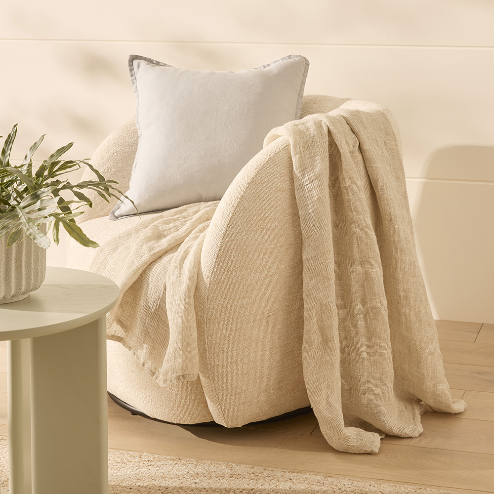 Canova Natural Linen Throw | Adairs