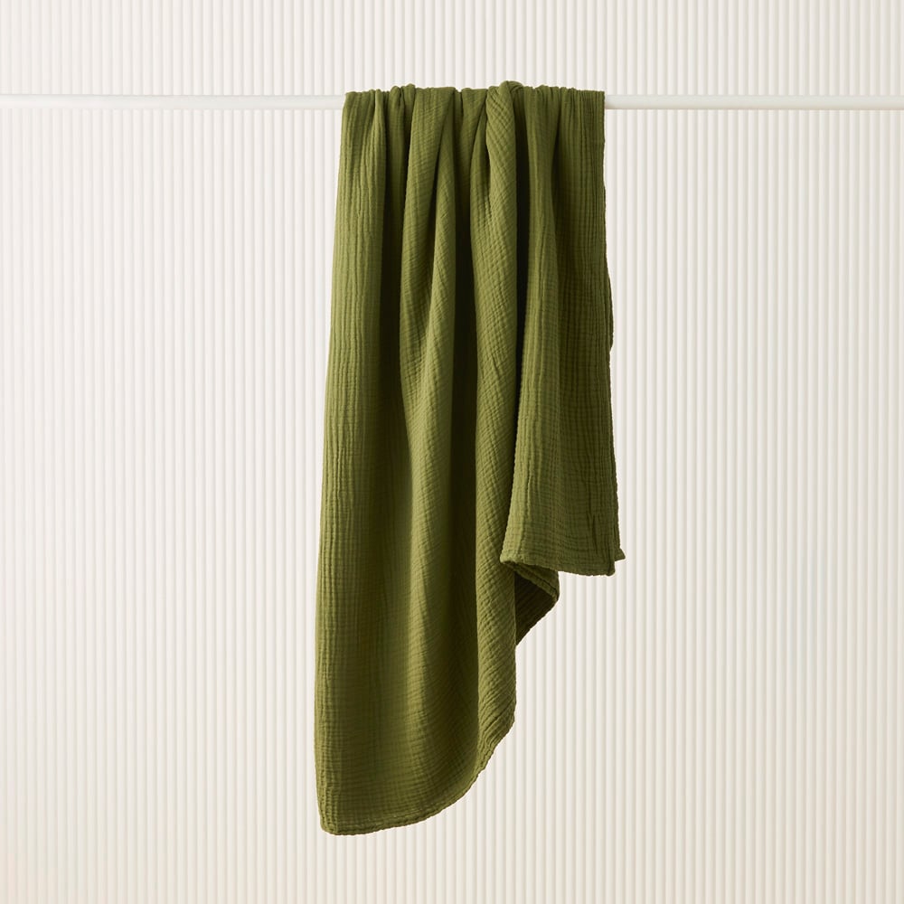 Muslin Olive Blanket | Adairs