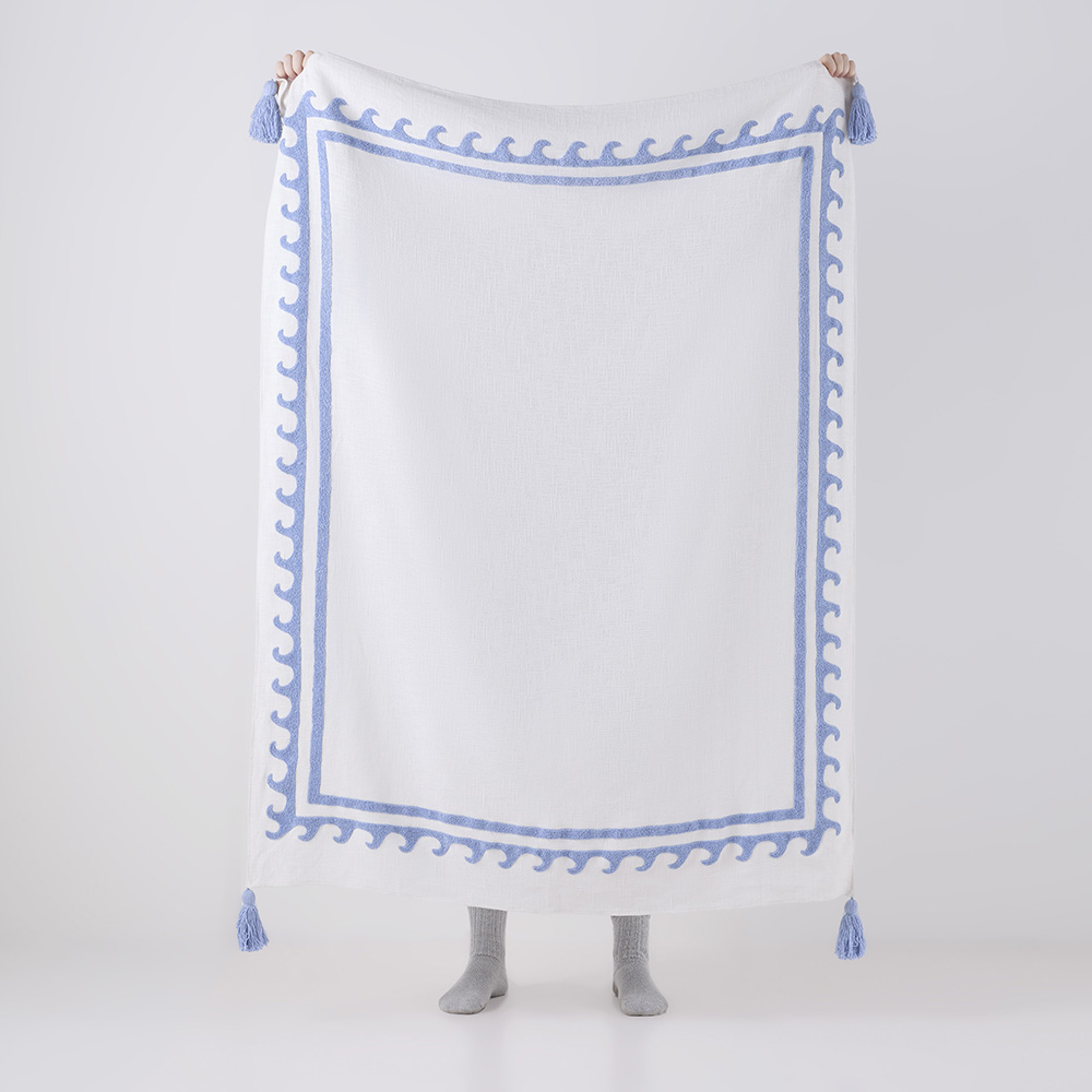 Wave White & Blue Throw | Adairs