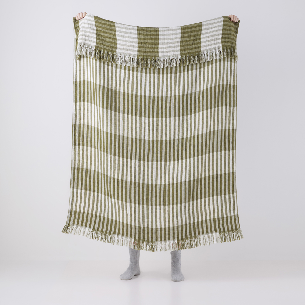 European Sofia Olive Green Throw | Adairs