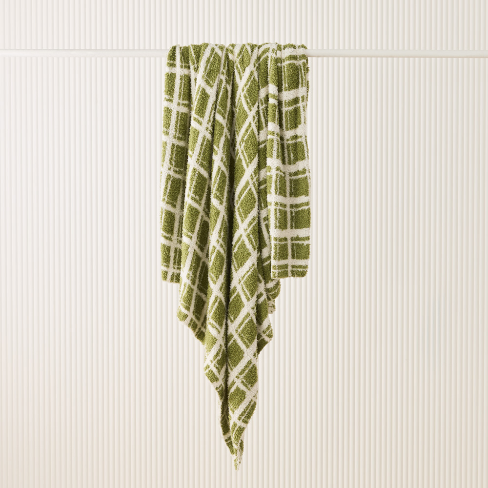 Tarnhi Green & Natural Check Throw | Adairs