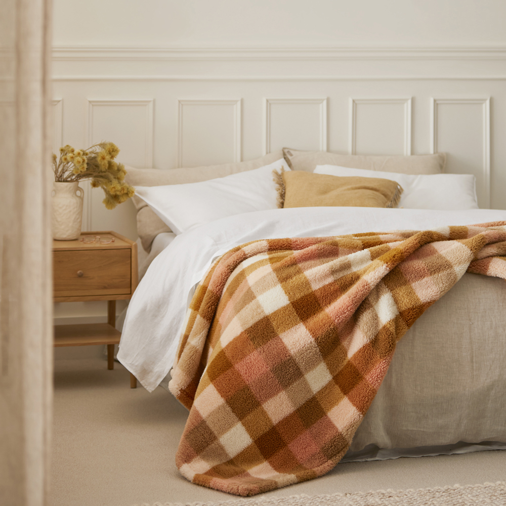 Cloud Earth Check Throw | Adairs