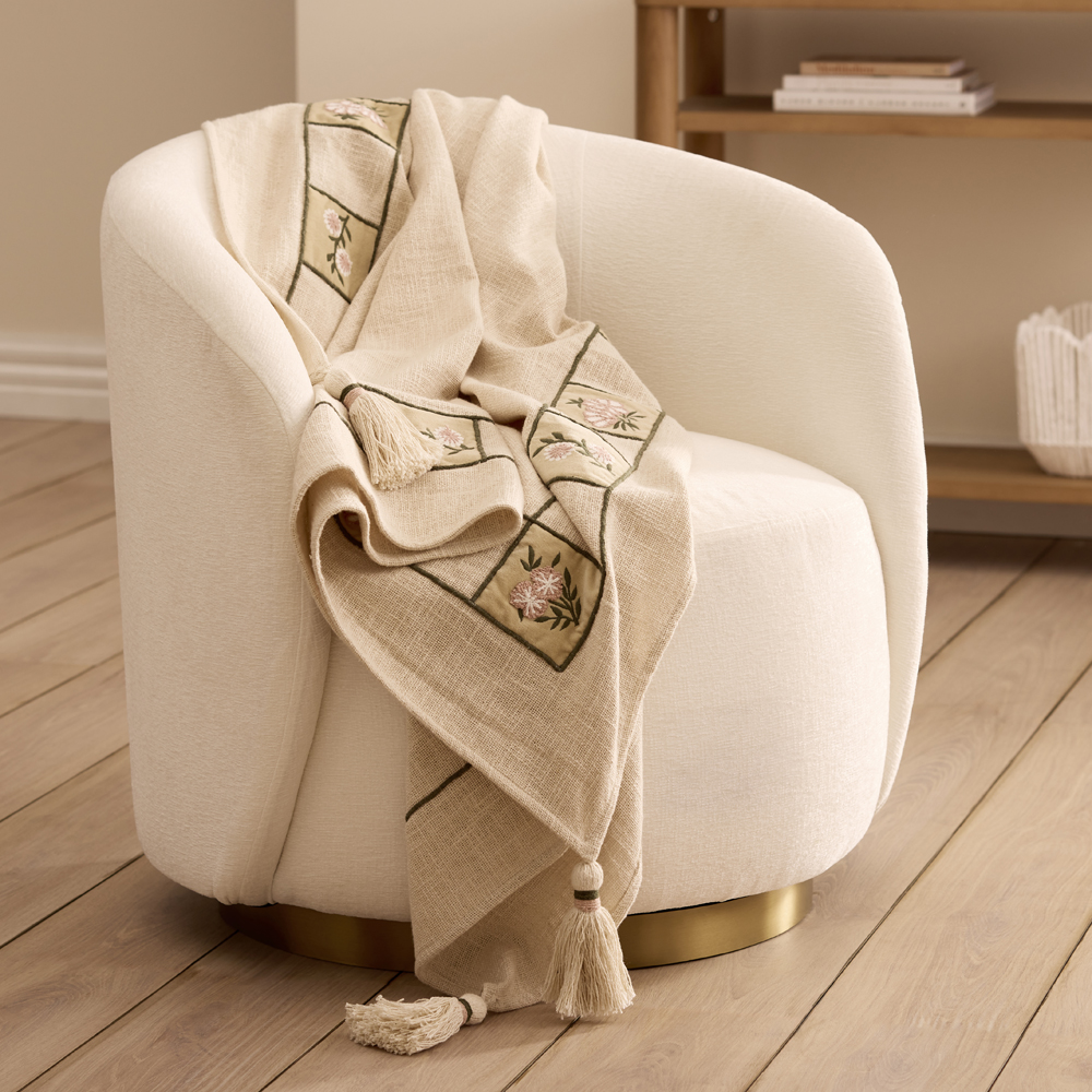 Jesse Floral Pebble & Pink Sand Throw | Adairs