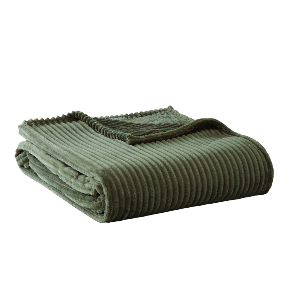 Evan Green Ribbed Blanket | Adairs