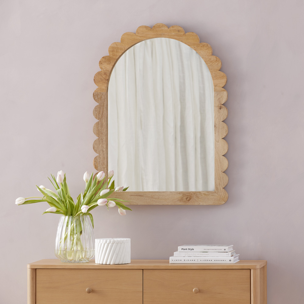 Hazel Natural Wall Arch Scallop Mirror | Adairs
