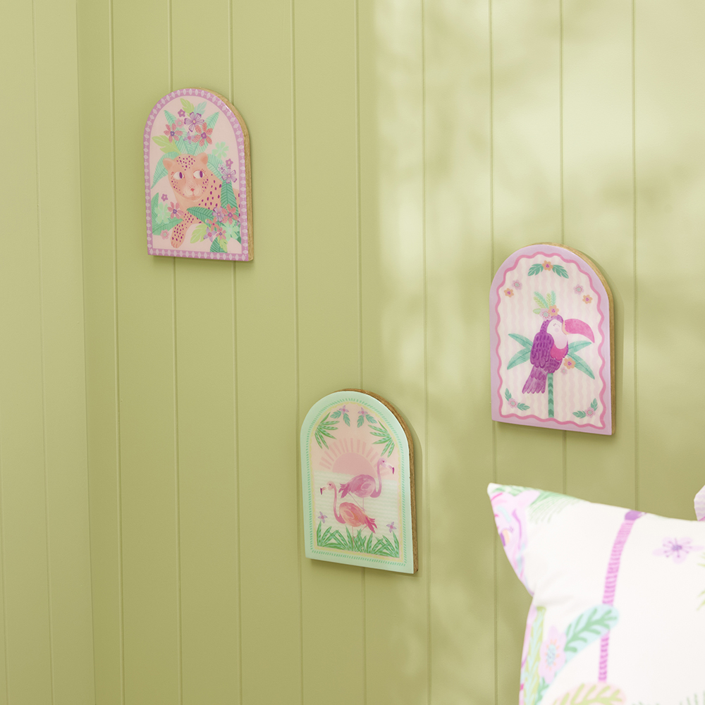 Adairs Kids - Flamingo Sunset Timber Wall Tile | Adairs