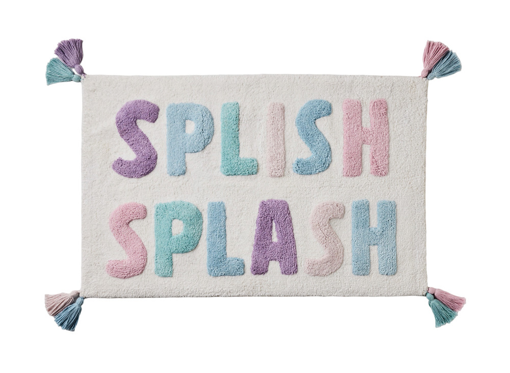 Adairs Kids - Splish Splash Pink & Lilac Text Bath Mat | Adairs