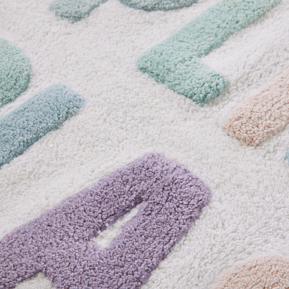 Adairs Kids - Splish Splash Pink & Lilac Text Bath Mat | Adairs