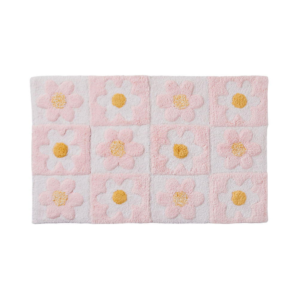 Adairs Kids - Daisy Check Pink & White Bath Mat | Adairs