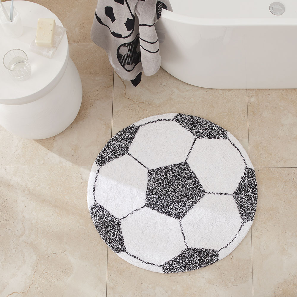 Adairs Kids - Kids Soccer Ball Black & White Bath Mat | Adairs