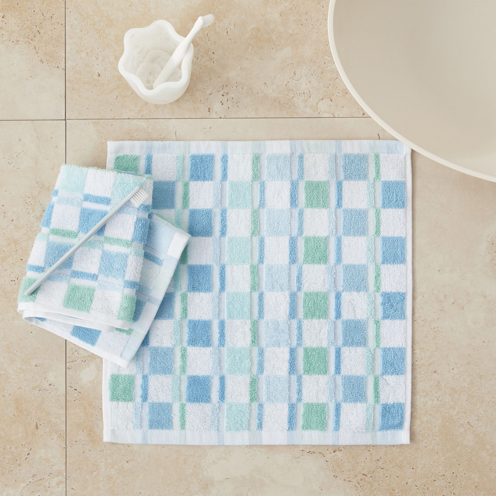 Adairs Kids - Charlie Check Blues Face Washers Pack of 2 | Adairs