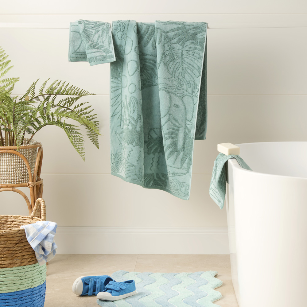 Adairs Kids - Tropical Jungle Green Face Washers Pack of 2 | Adairs