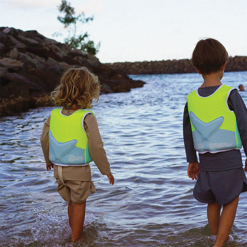 Sunnylife - Salty The Shark Aqua Neon Yellow Swim Vest | Adairs