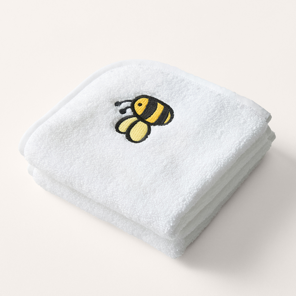 Adairs Kids - Australian Cotton White Bee Washer Cloth Pack of 2 | Adairs