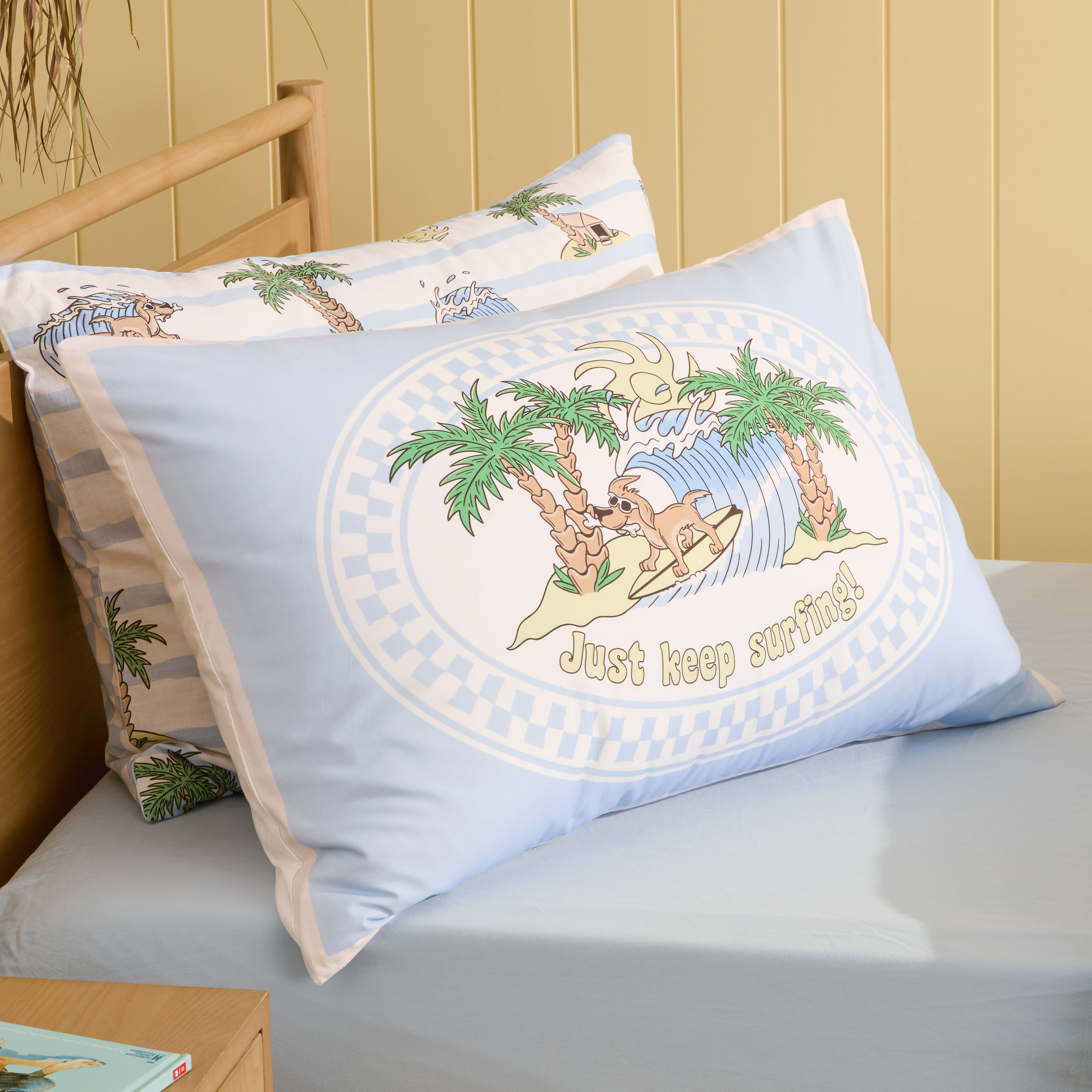 Adairs Kids - Just Keep Surfing Kids Text Pillowcase | Adairs