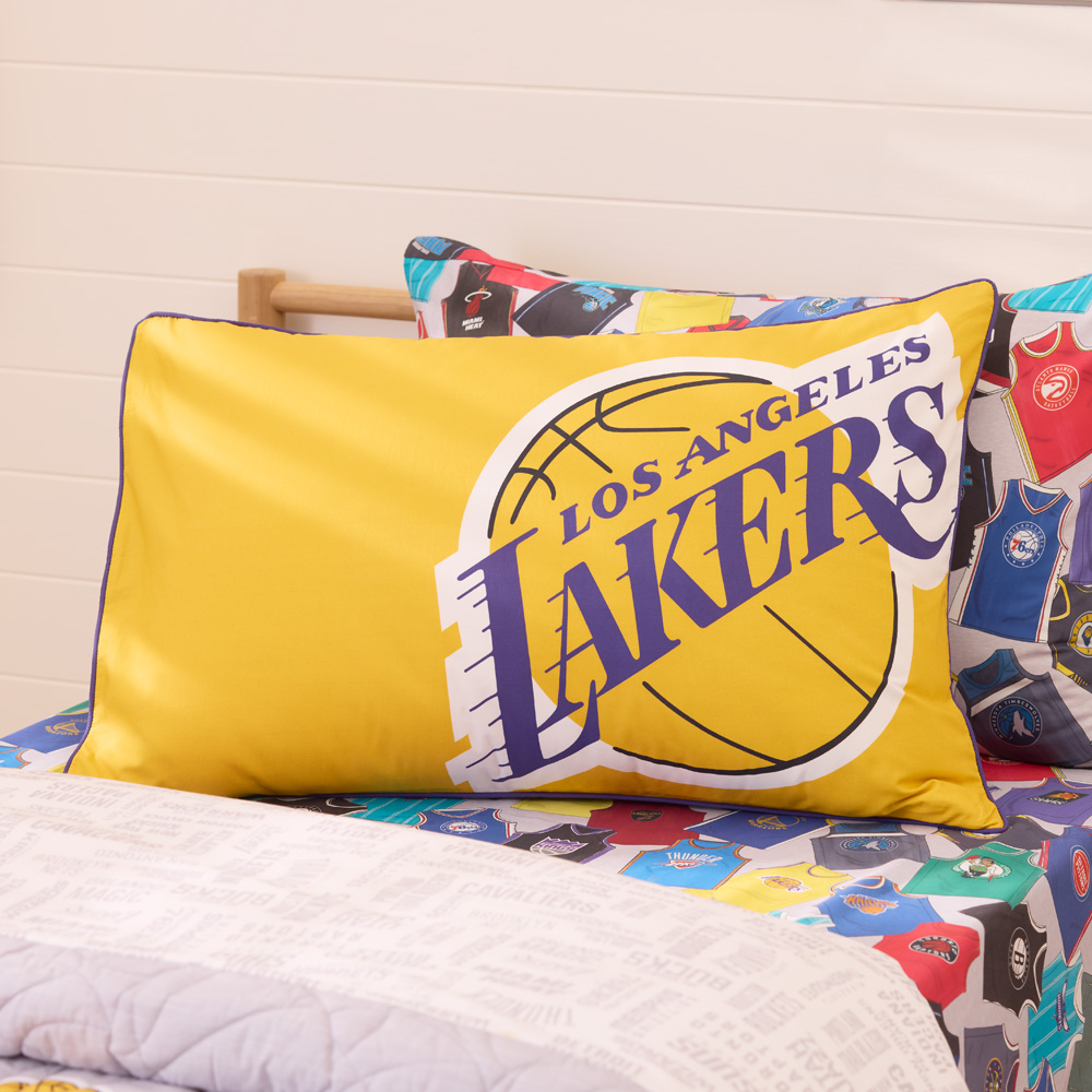 Adairs Kids - NBA Los Angeles Lakers Text Pillowcase | Adairs