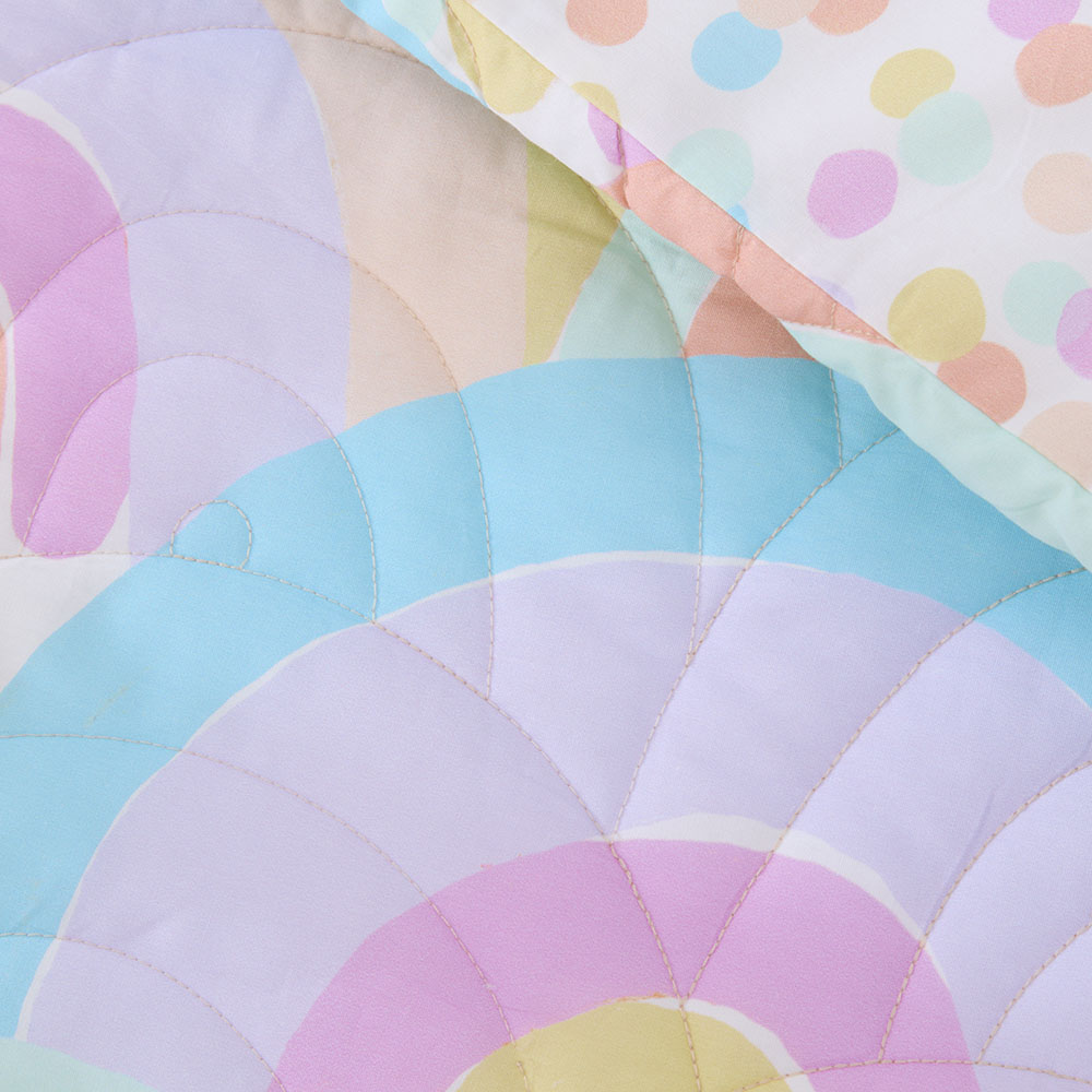 Adairs Kids - Rainbow Burst Pastel Quilted Cot Quilt Cover Set | Adairs