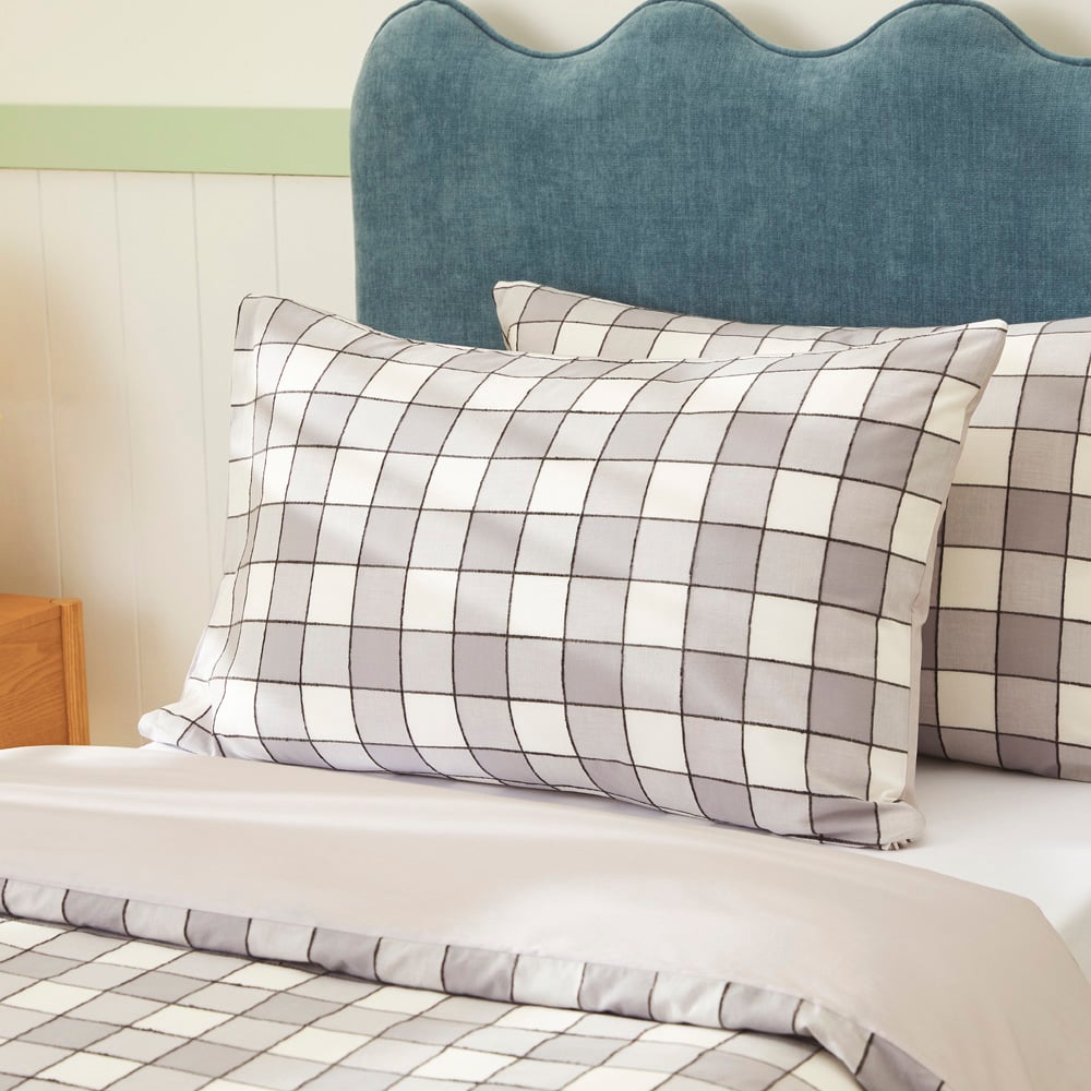Adairs Kids - Carter Grey Check Quilt Cover Set | Adairs