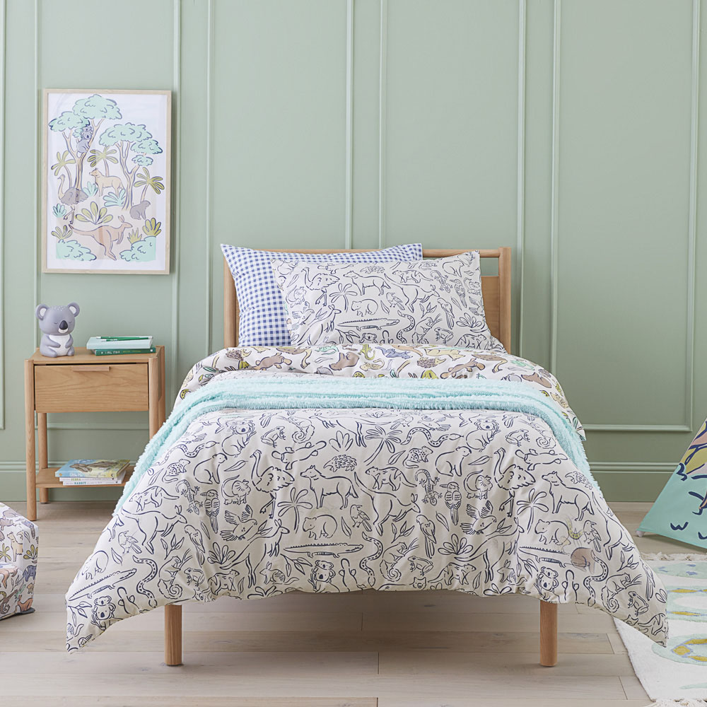 Adairs Kids - Animals Of Oz Natural Quilt Cover Set | Adairs