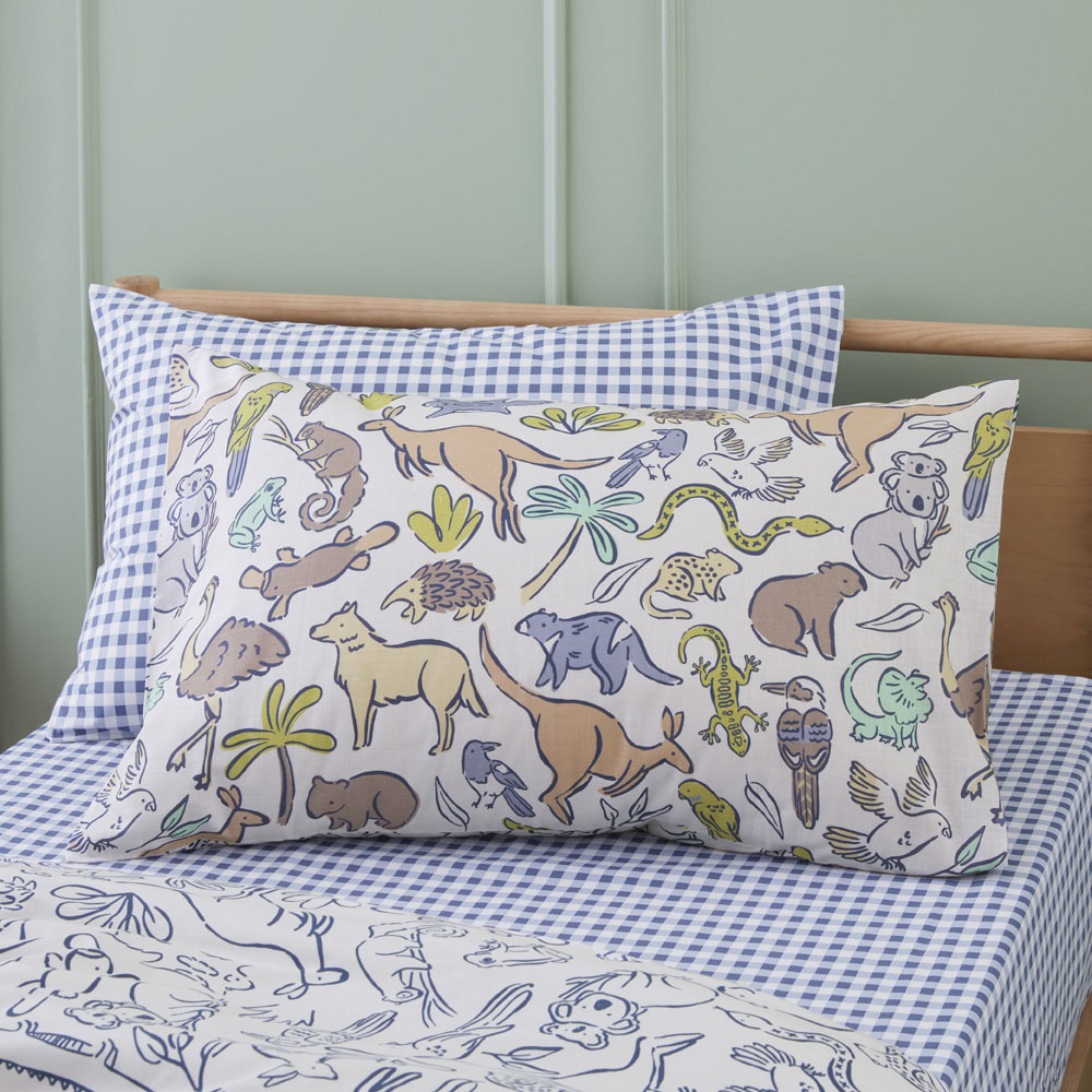 Adairs Kids - Animals Of Oz Natural Quilt Cover Set | Adairs