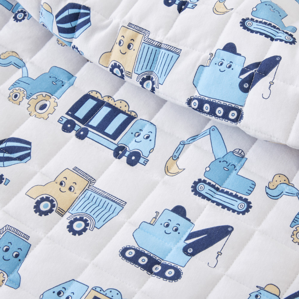 Adairs Kids - Little Diggers Club Light Grey Jersey Quilted Cot Quilt ...