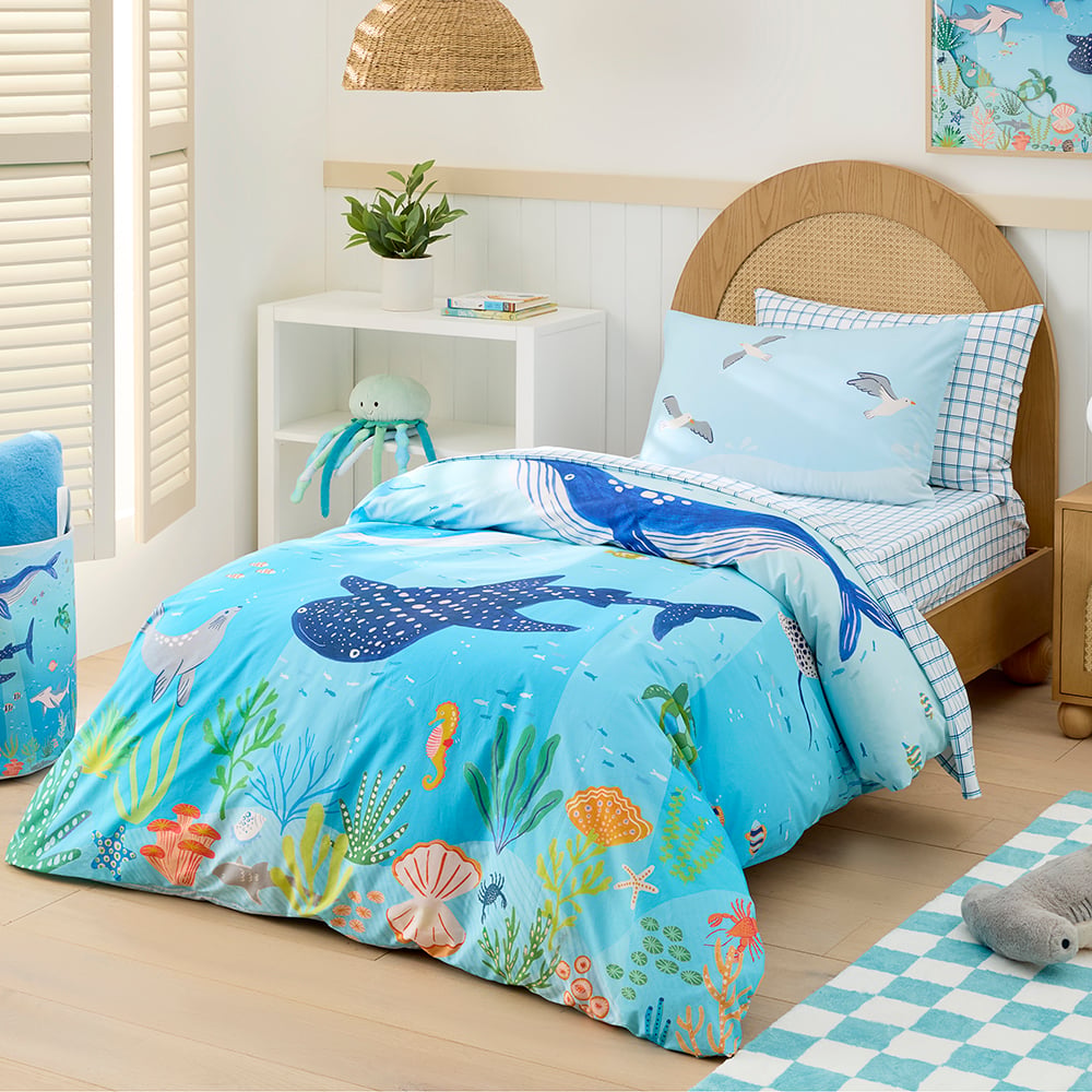 Adairs Kids - Underwater Dive Blue Quilt Cover Set | Adairs