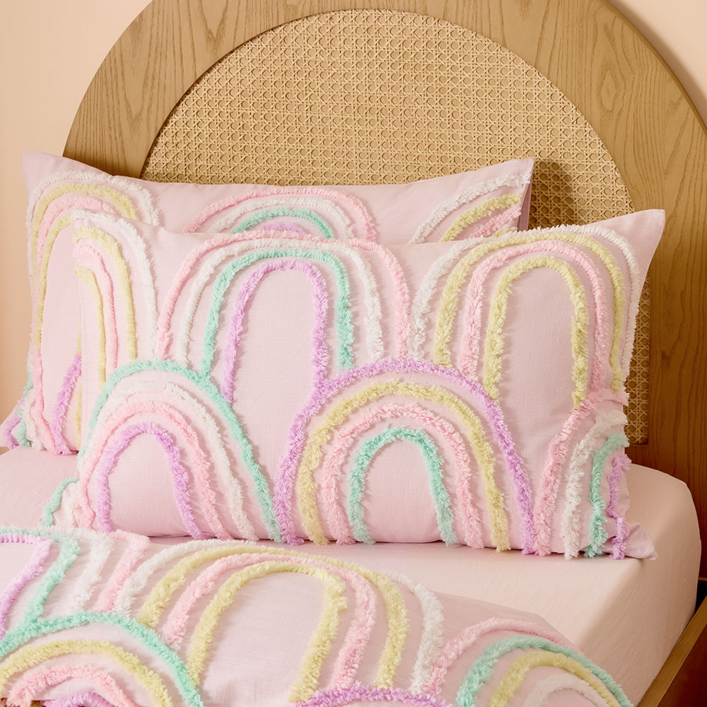 Adairs Kids - Ruby Tufted Rainbow Quilt Cover Set | Adairs