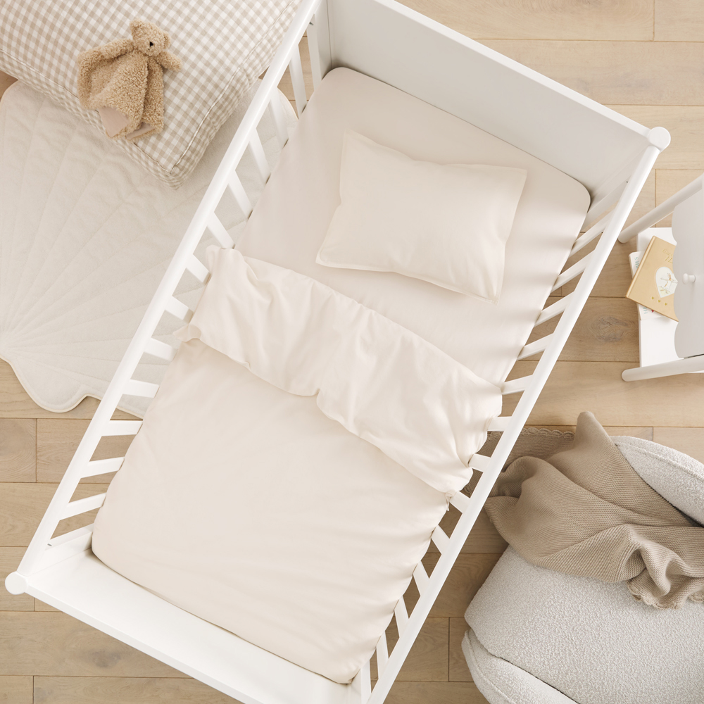Adairs Kids - Stonewashed Cotton White Pebble Cot Quilt Cover Set | Adairs