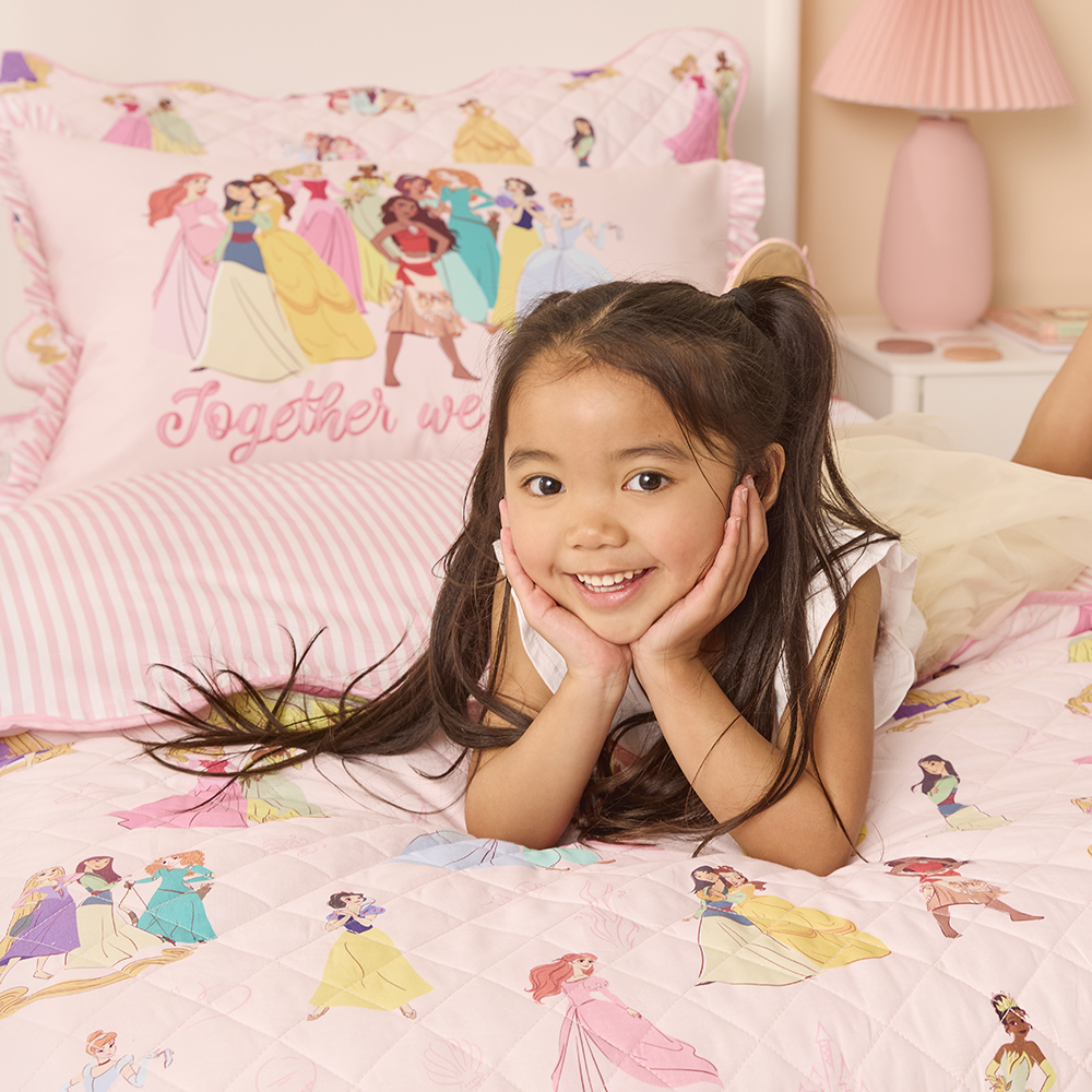 Adairs Kids - Disney Princess Pink Quilted Quilt Cover Set | Adairs