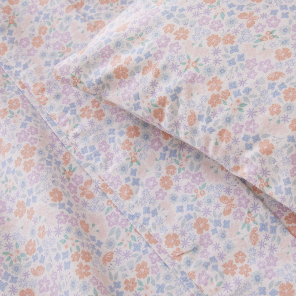 Adairs Kids - Polly Floral White Flannelette Cot Sheet Set | Adairs