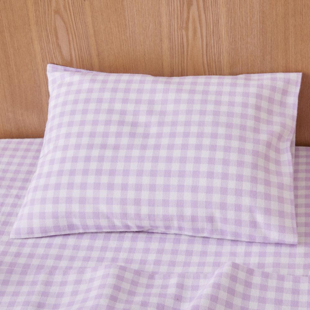 Adairs Kids - Rylee Lilac Gingham Flannelette Cot Sheet Set | Adairs