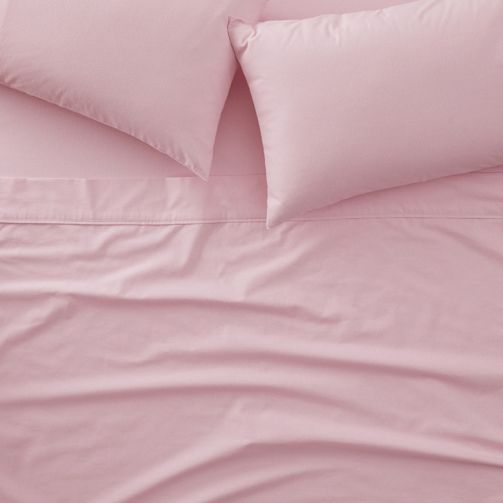 Adairs Kids - Plain Dye Pink Flannelette Sheet Set | Adairs