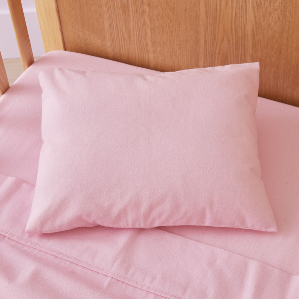 Adairs Kids - Plain Dye Pink Flannelette Cot Sheet Set | Adairs