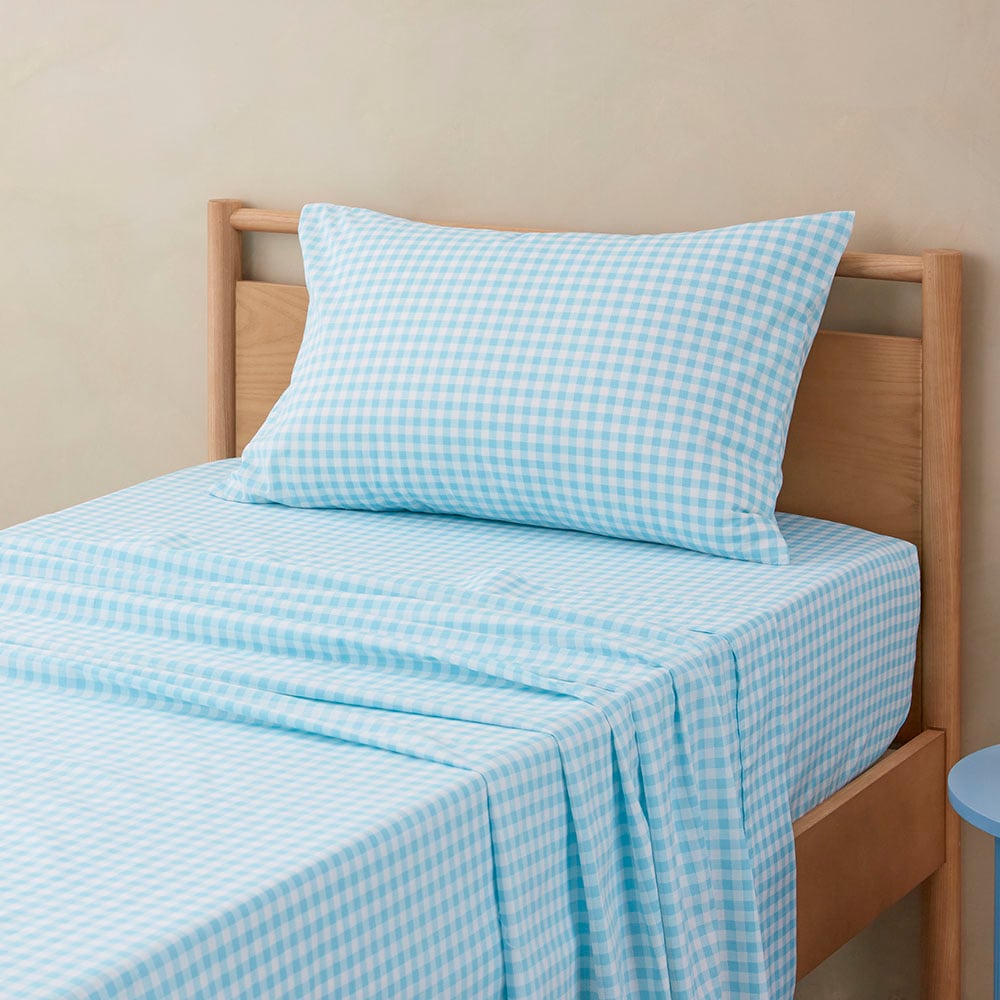 Adairs Kids - Rylee Sky Gingham Sheet Set | Adairs